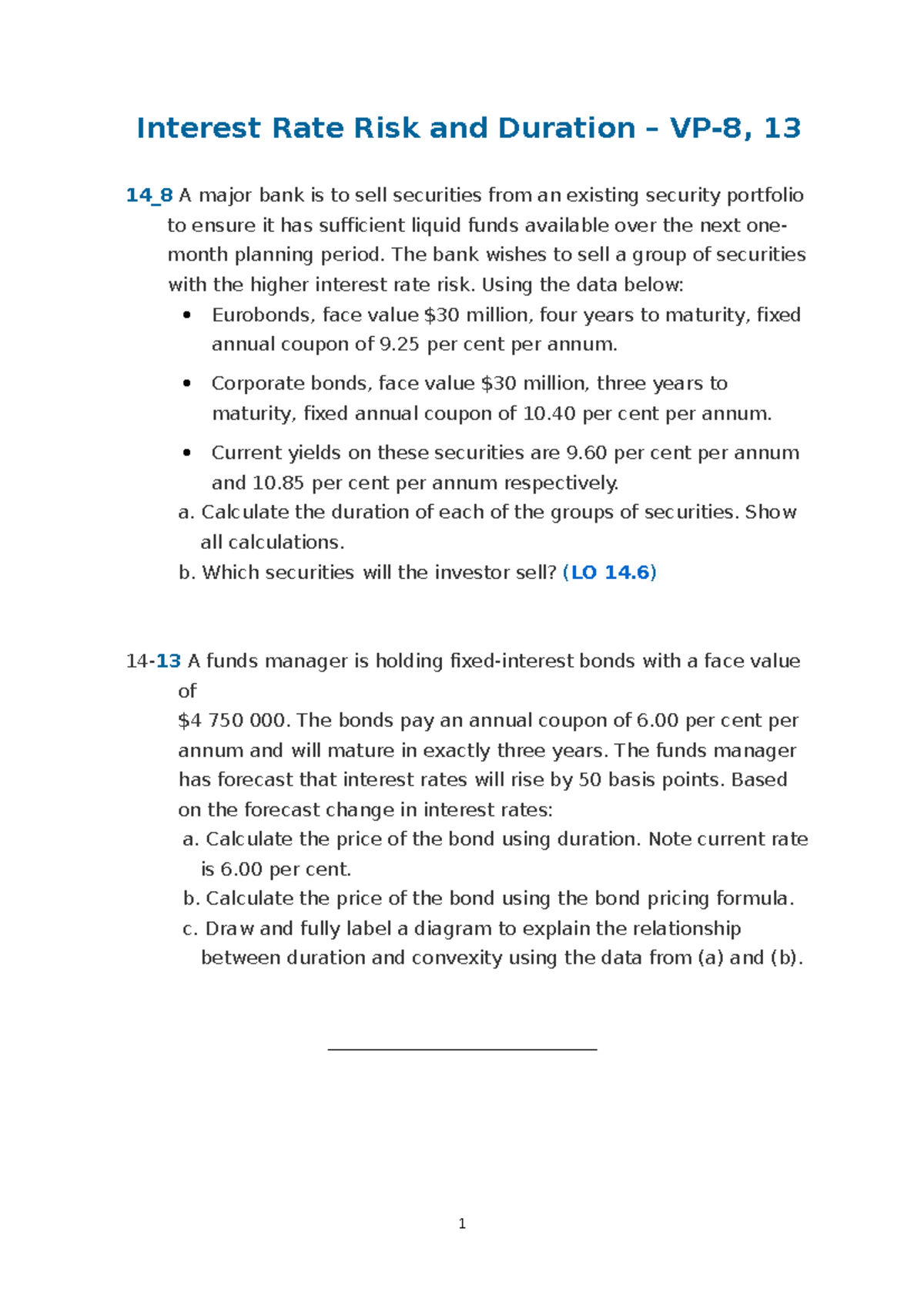 05 Interest Rate Risk and Duration - VP14-8,13 - Interest Rate Risk and ...