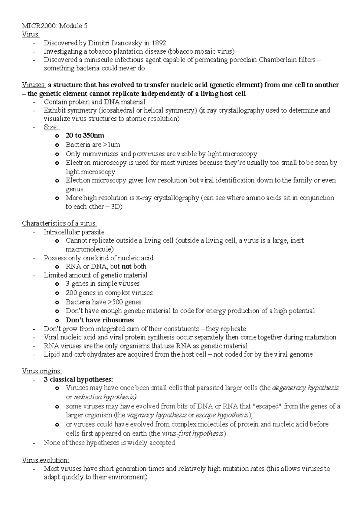 Module 5 - MICR2000: Module 5 Virus: - Discovered by Dimitri Ivanovsky ...