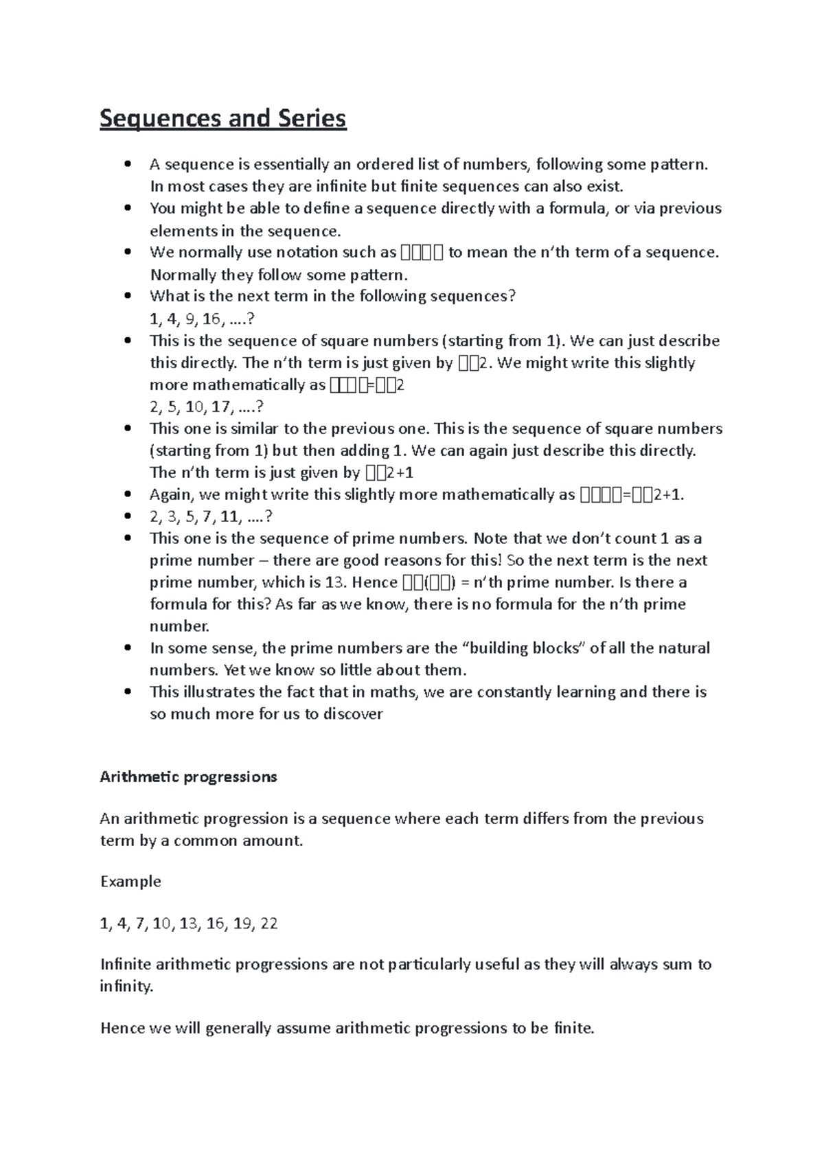 Sequences and Series - MATH1143 - GRE - Studocu