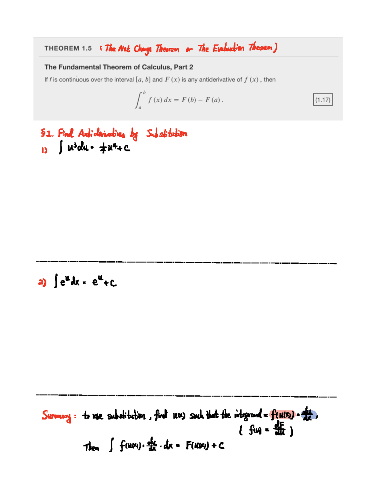 MAT126-Week4 - Lecture notes. - TheNet Change Theorem on The Evaluation ...