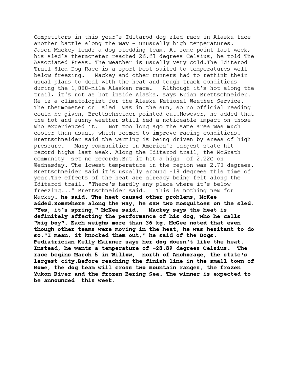 Competition fields - Competitors in this year's Iditarod dog sled race ...