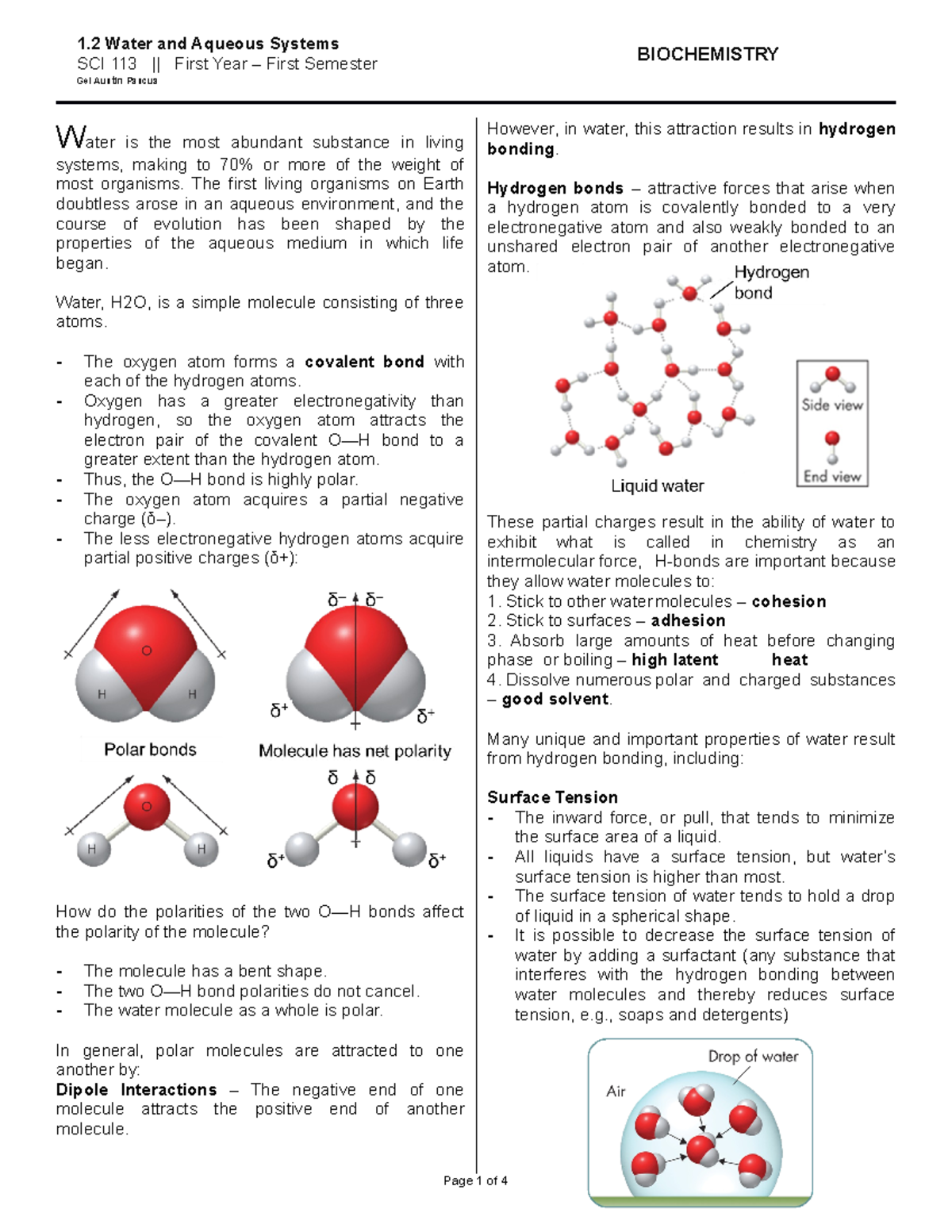 L2 Water and the Aqueous Environment - 1 Water and Aqueous Systems SCI ...