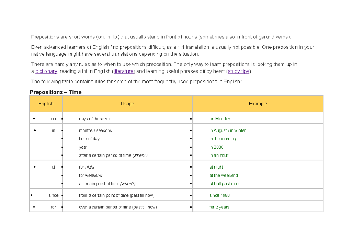 Prepositions - Even advanced learners of English find prepositions ...