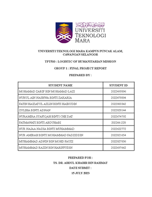 TPT510 guidelines Individual Assignment Guide - TPT Logistics for ...