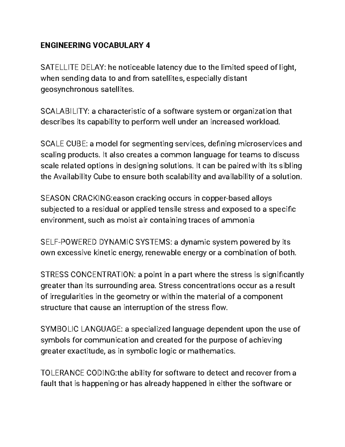 Engineering Vocabulary 4 - ENGINEERING VOCABULARY 4 SATELLITE DELAY: he ...