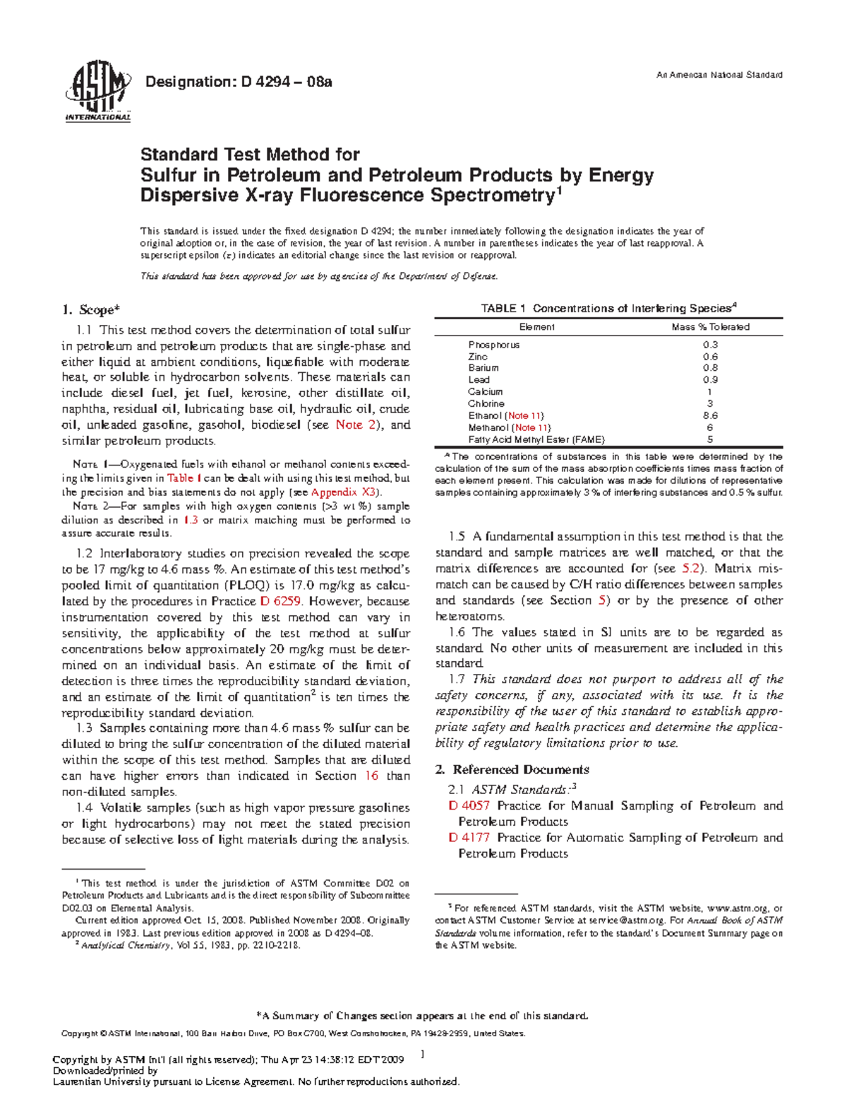 D4294 - ASTM D 4294 - Designation: D 4294 – 08a An American National ...