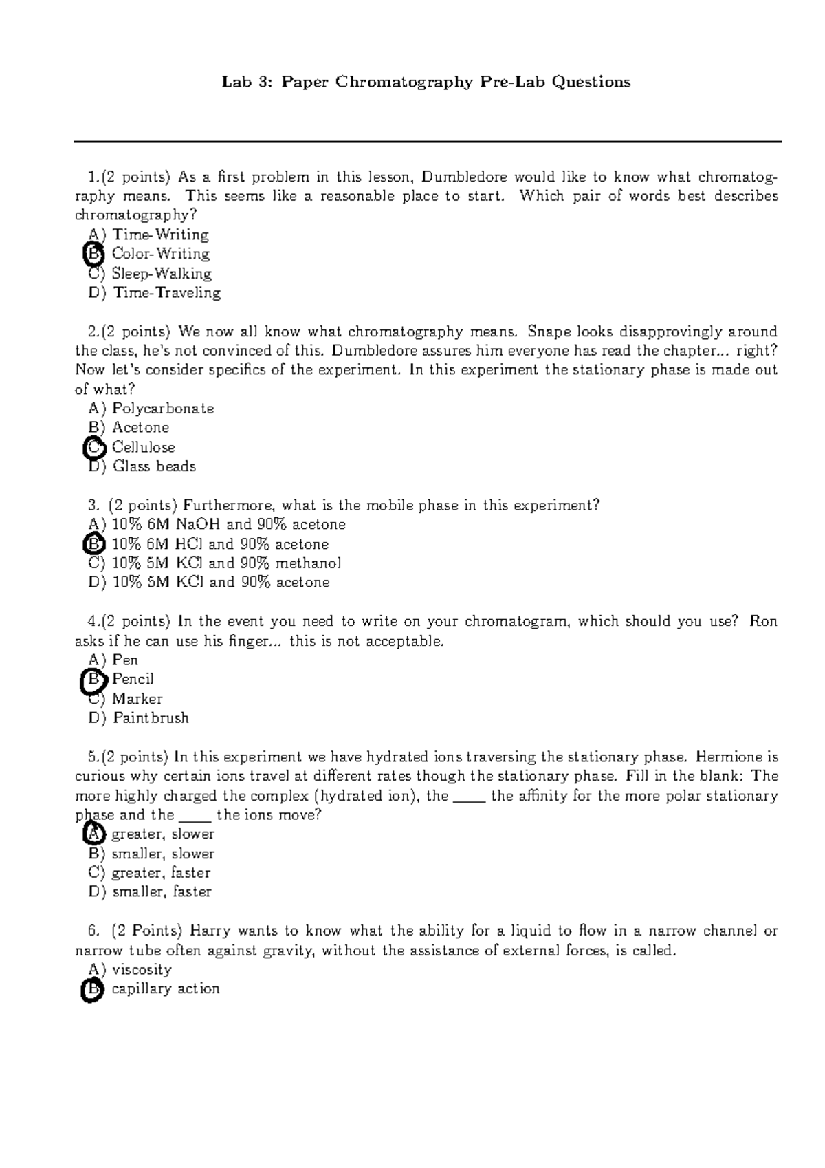 Lab 3 Lab 3 Lab 3 Paper Chromatography Pre Lab Questions 1 2 Points As A First Problem In