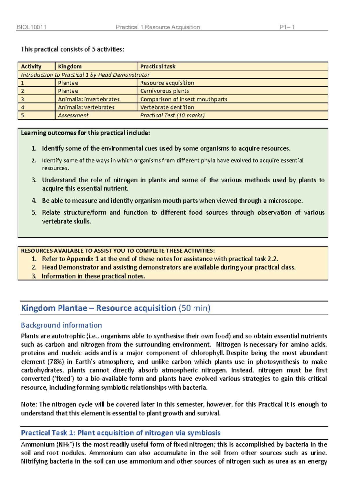 Practical 1 notes - This practical consists of 5 activities: Activity ...