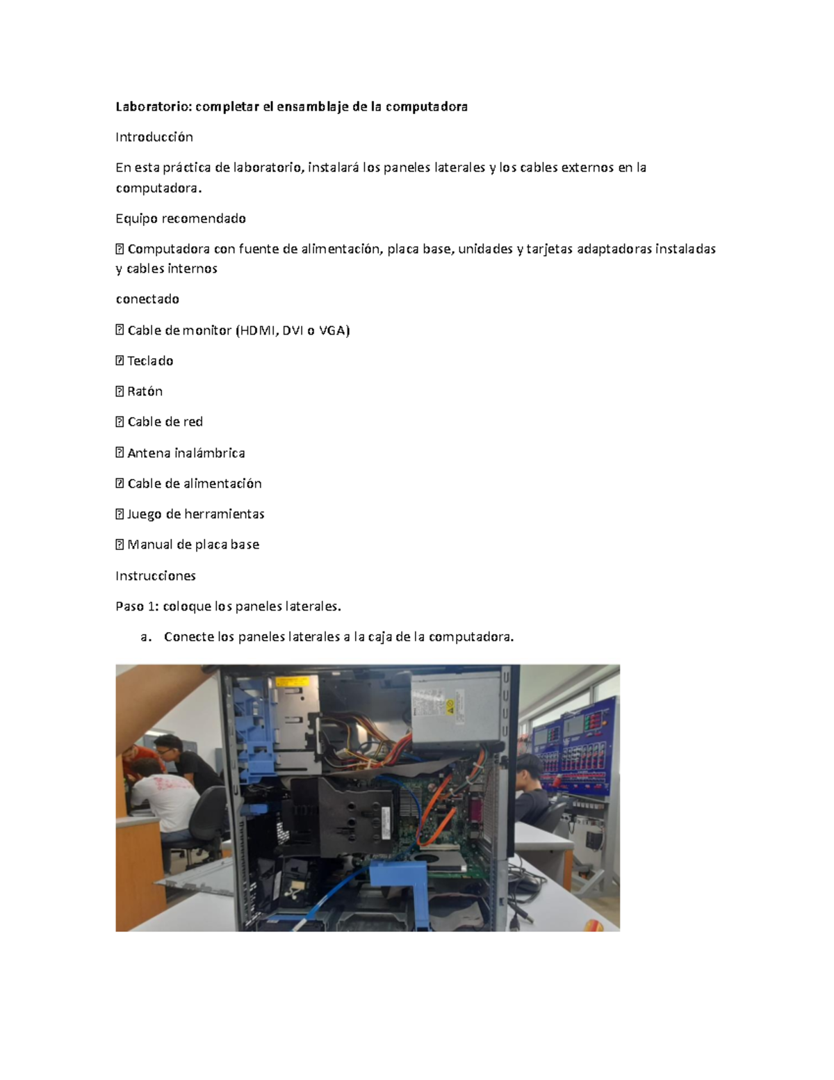 Actividad C1-2023-2- Laboratorio - 2.1.7.11 lab -Complete the Computer ...