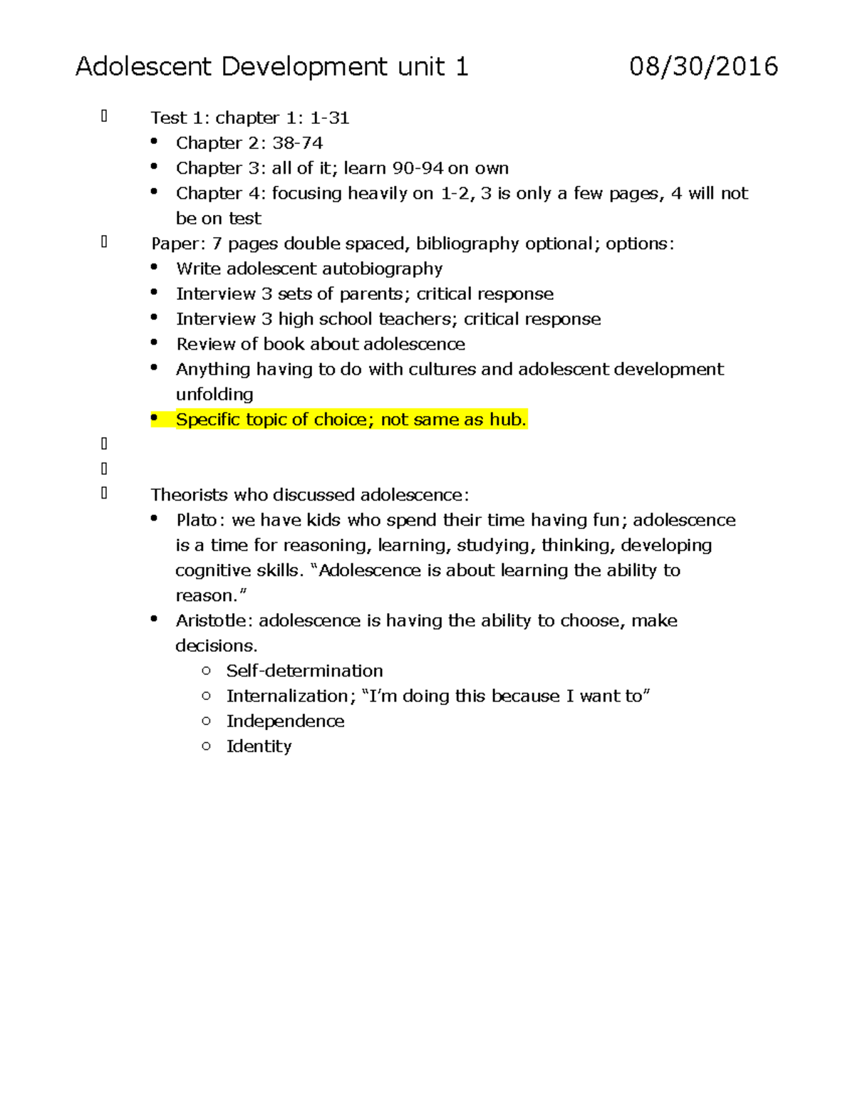 Adolescent Development unit 1 - Theorists who discussed adolescence ...