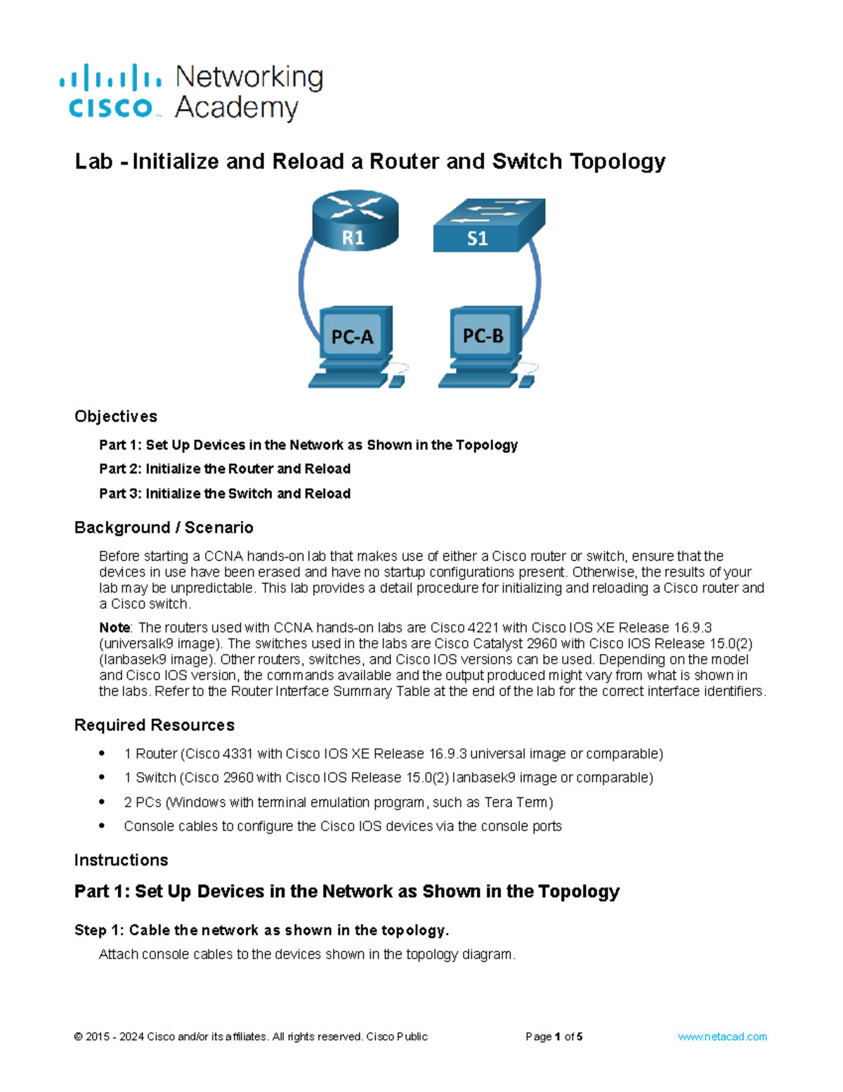 Lab - Initialize and Reload a Router and Switch 24517 - Otherwise, the results of your lab may ...