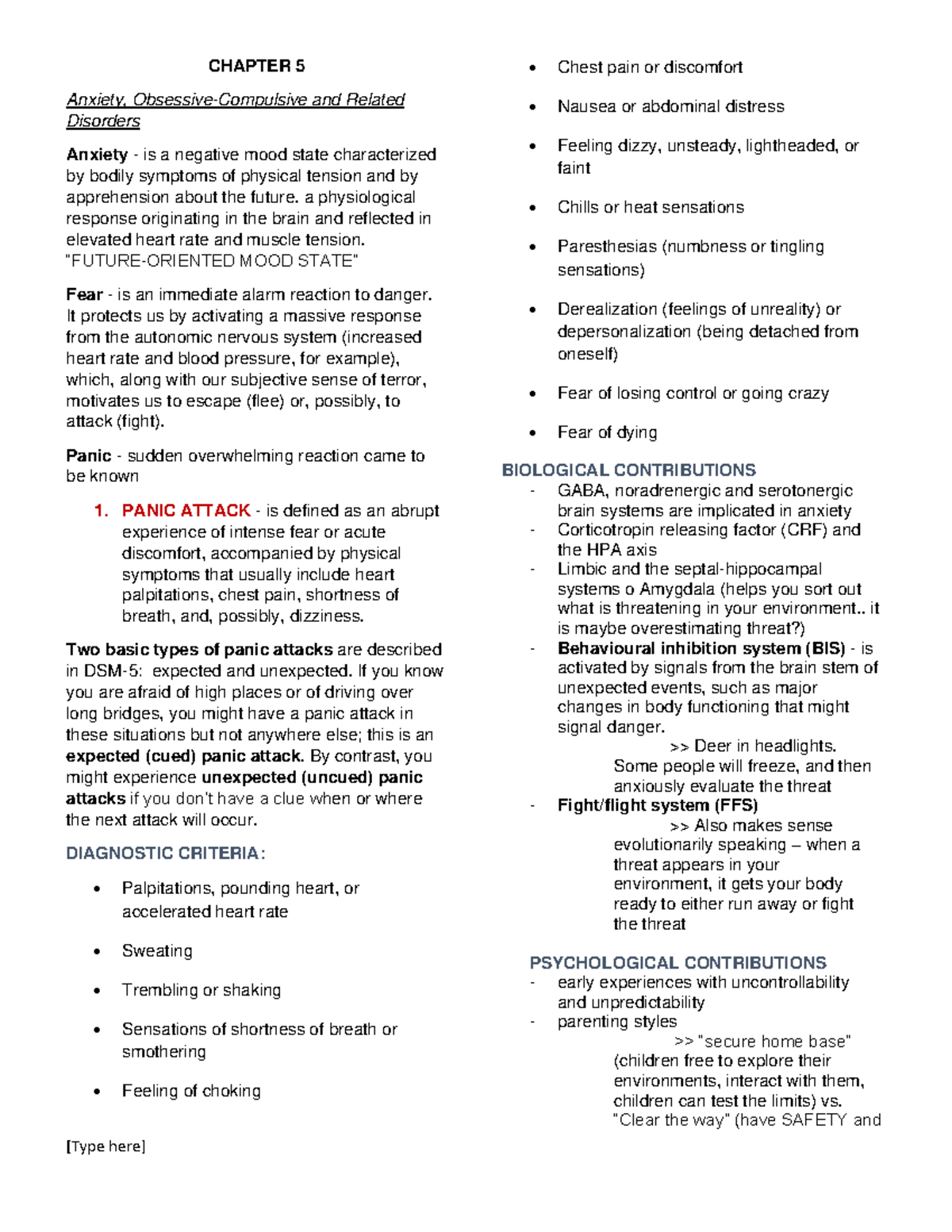Abpsy CHAP5 - Lecture notes 5 - Warning: TT: undefined function: 32 ...