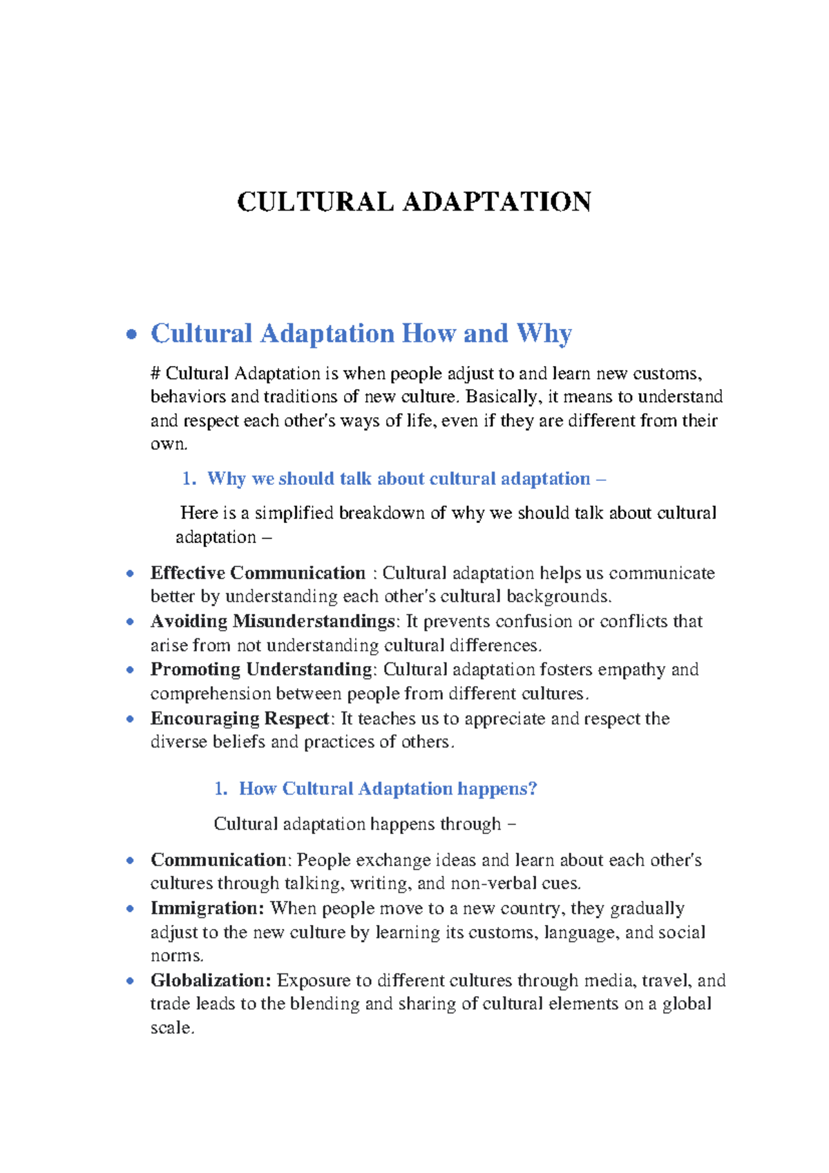 Cultural Adaptation presentation - CULTURAL ADAPTATION • Cultural ...