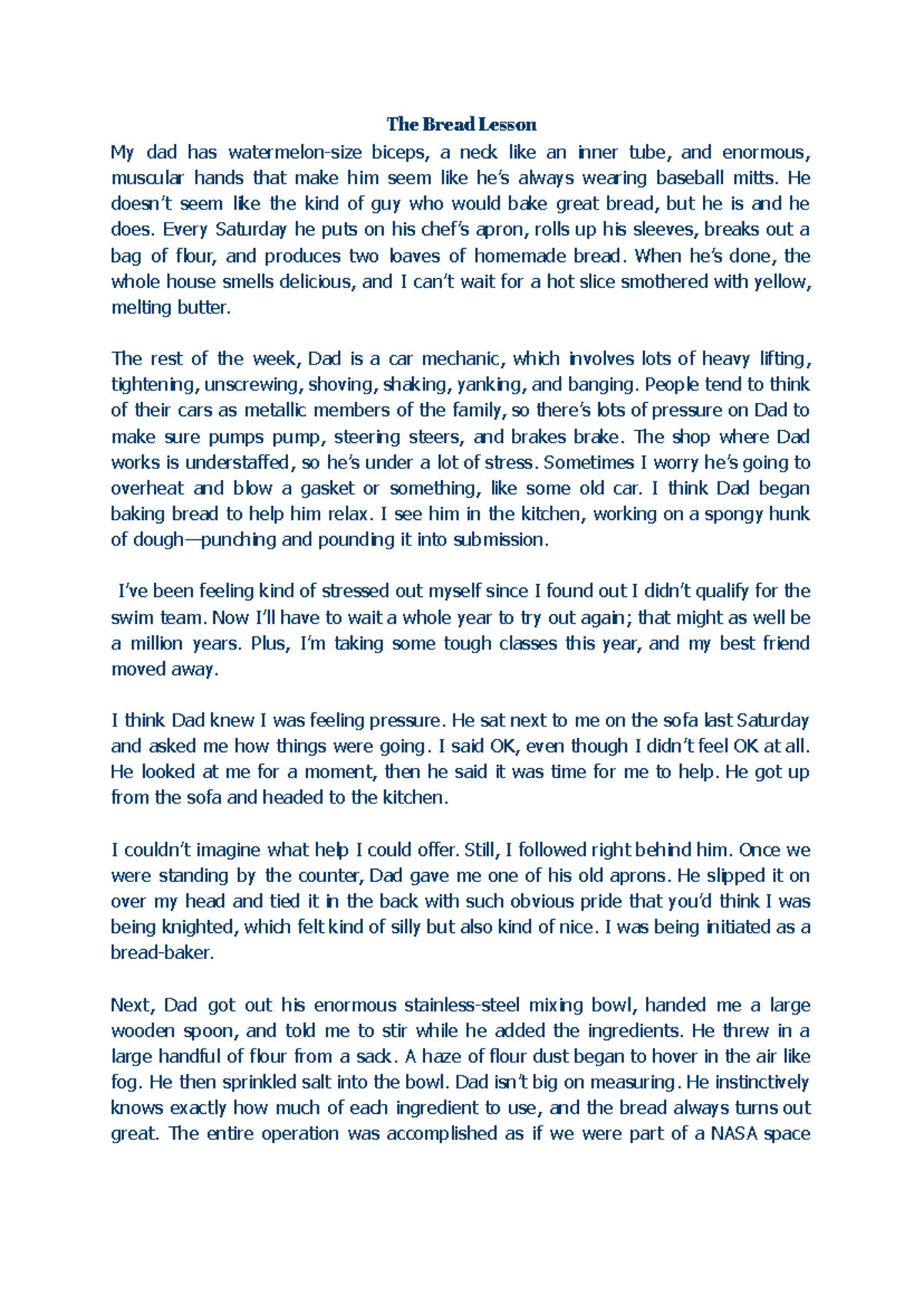 The Bread Lesson - He doesn’t seem like the kind of guy who would bake ...