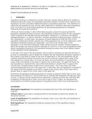Chapter 03 Summary Glossary Formulas - Anderson, D. R., Sweeney, D. J ...