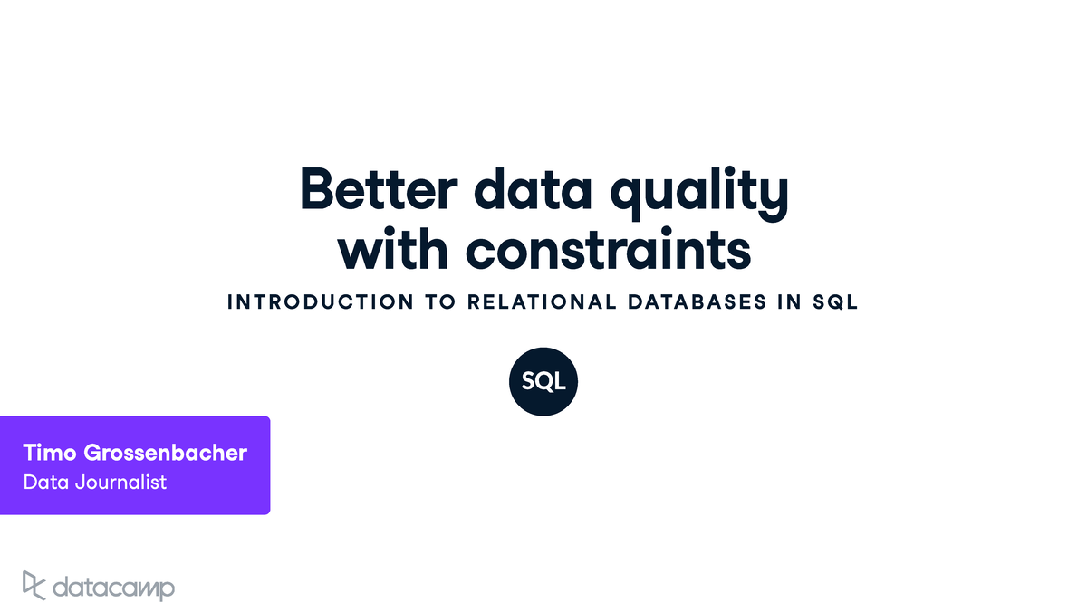 Chapter 2 - data quality with constraints in database and some practice - Better data quality ...