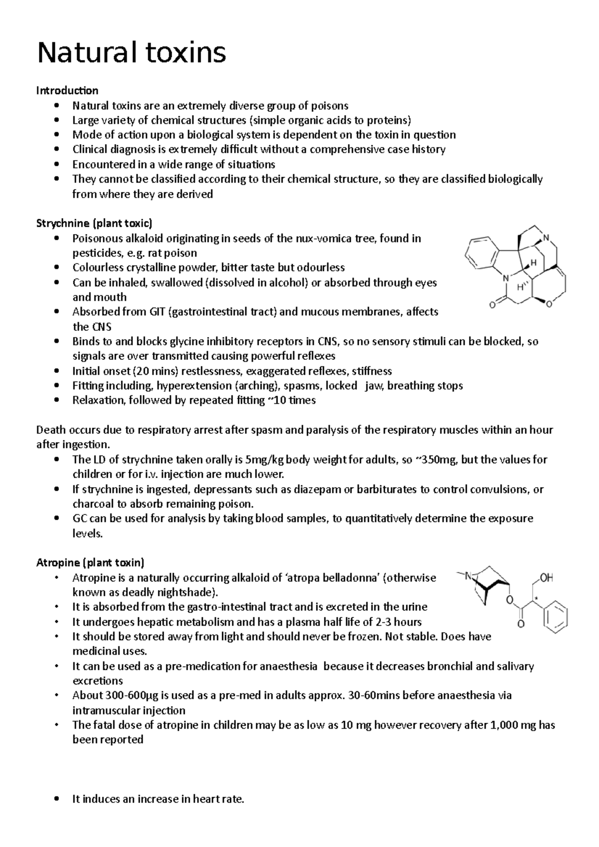Natural toxins Toxicology - Natural toxins Introduction Natural toxins ...