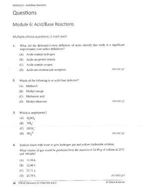 Chemistry Questions - ATAR Chemistry UNIT 1 Revision Worksheet Semester ...