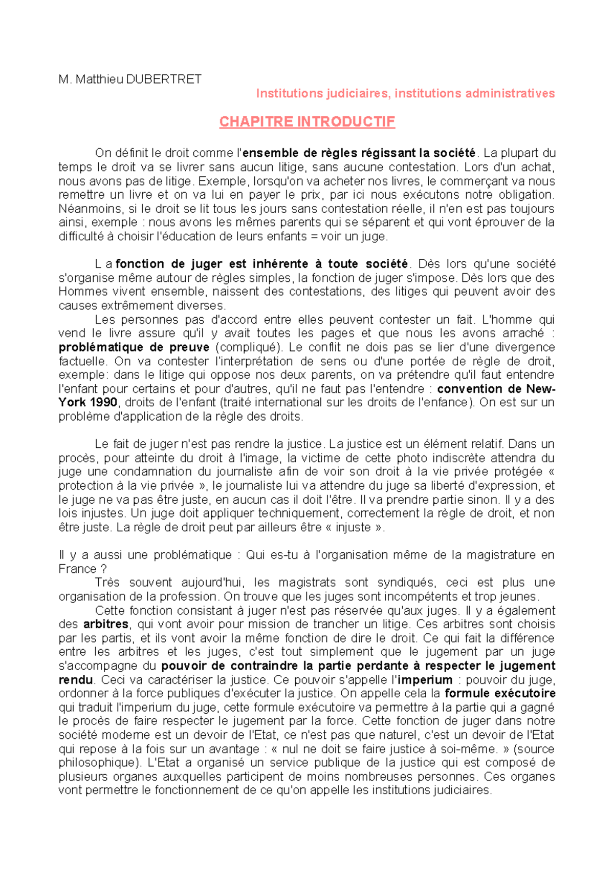 Cours IJ - M. Matthieu DUBERTRET Institutions judiciaires, institutions ...