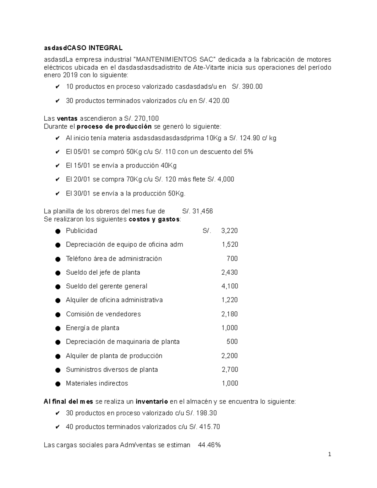 Asddas Semasdasdasdana 2 ECP. “ Mantenimientos SAC” - asdasdCASO ...