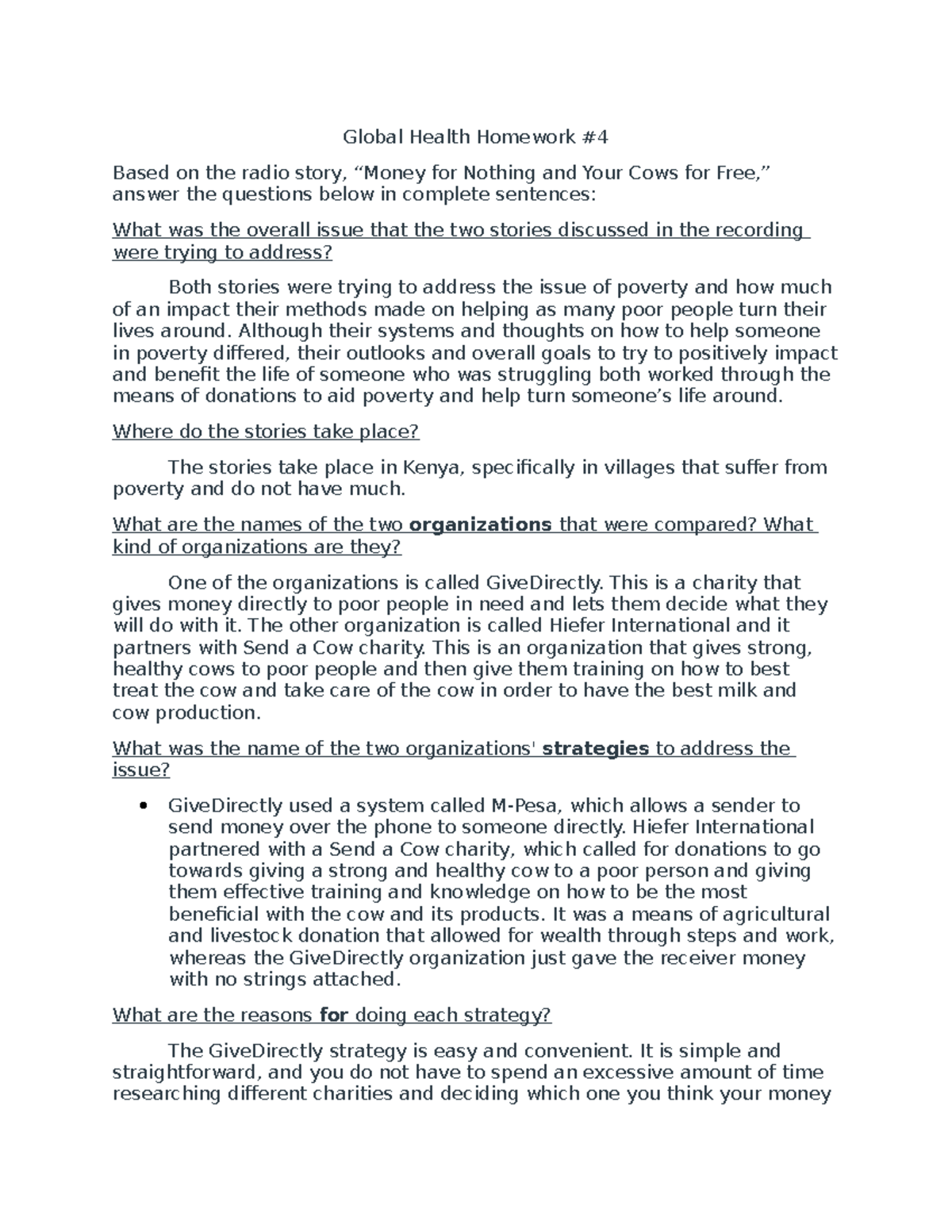 Global Health Homework 4 - Although their systems and thoughts on how ...