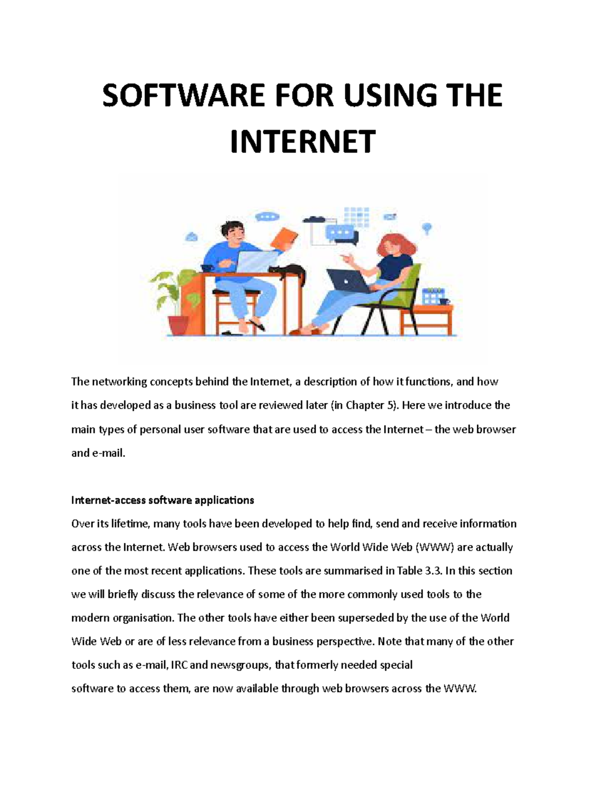 Software FOR Using THE Internet - SOFTWARE FOR USING THE INTERNET The ...