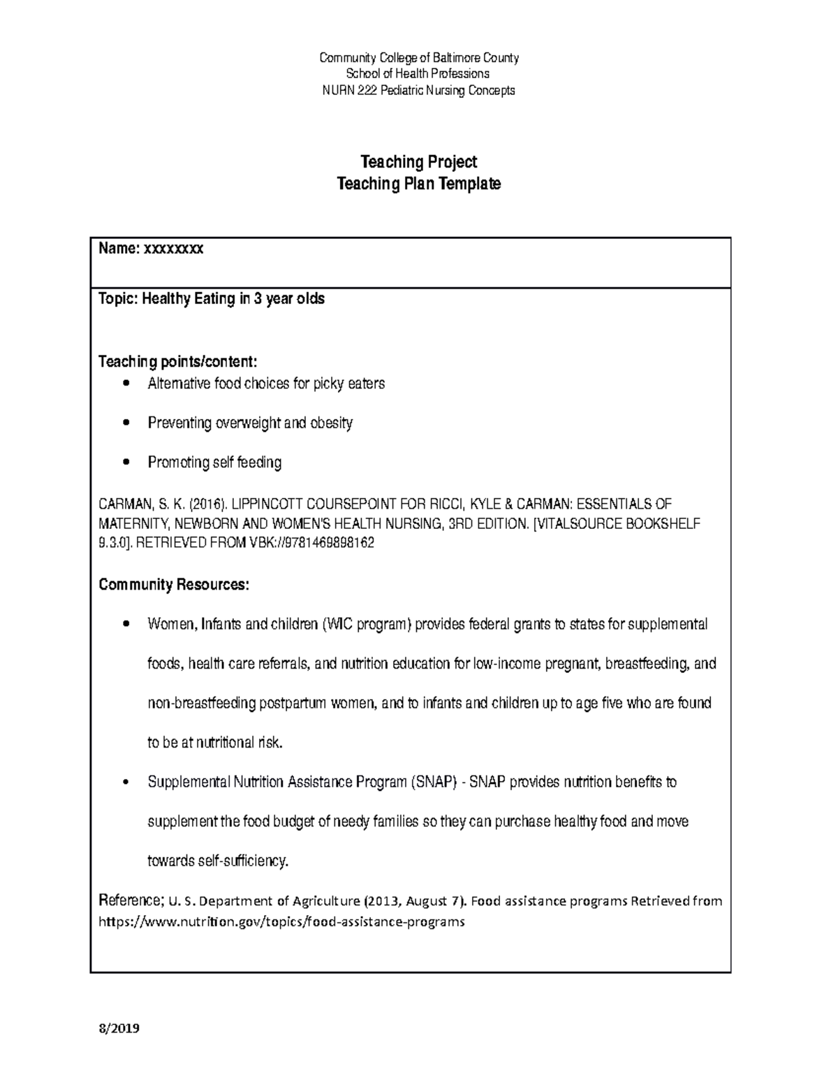 Teaching Project template - Community College of Baltimore CountySchool ...