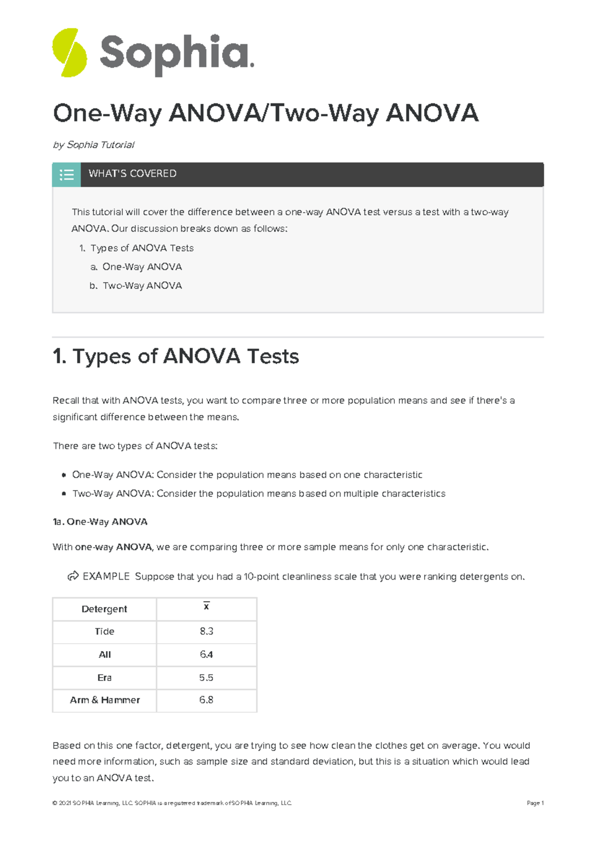 One way anovatwo way esay - One-Way ANOVA/Two-Way ANOVA by Sophia ...