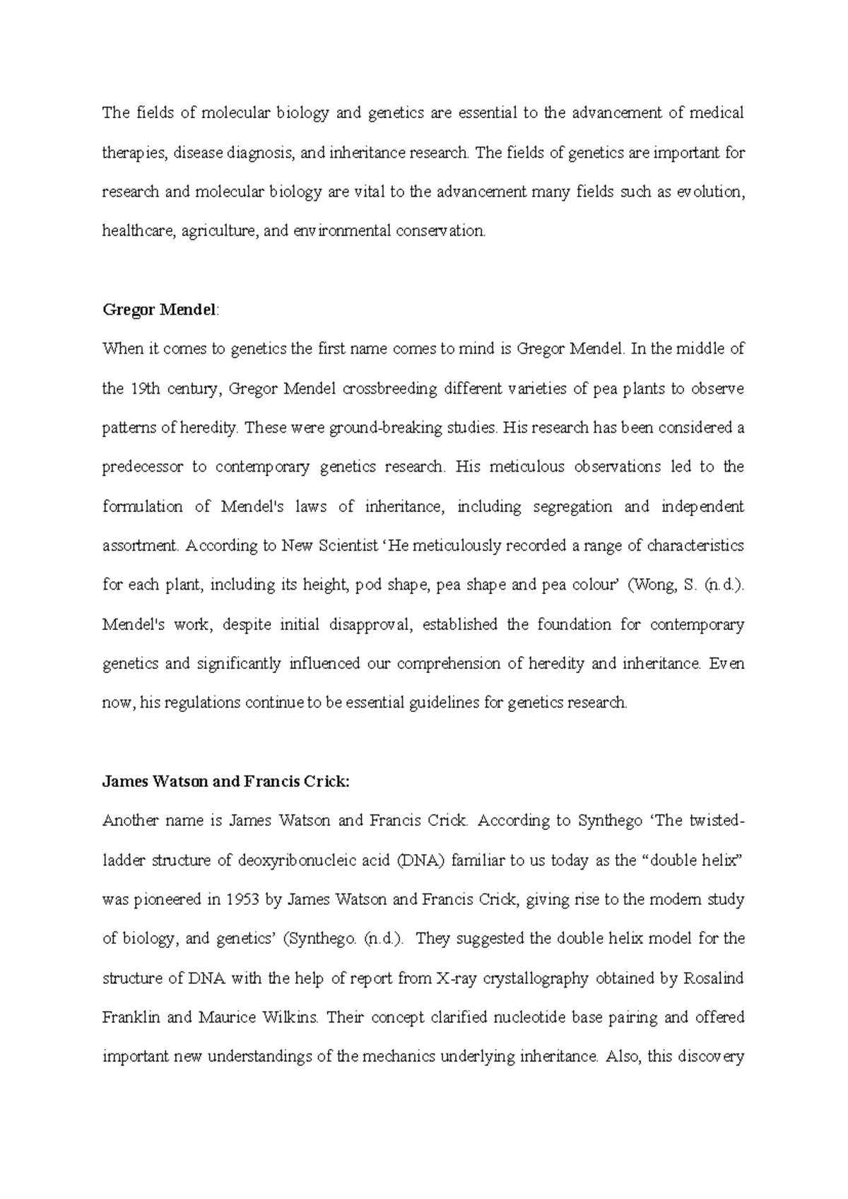 Biochemistry Journal 2 - The fields of molecular biology and genetics ...