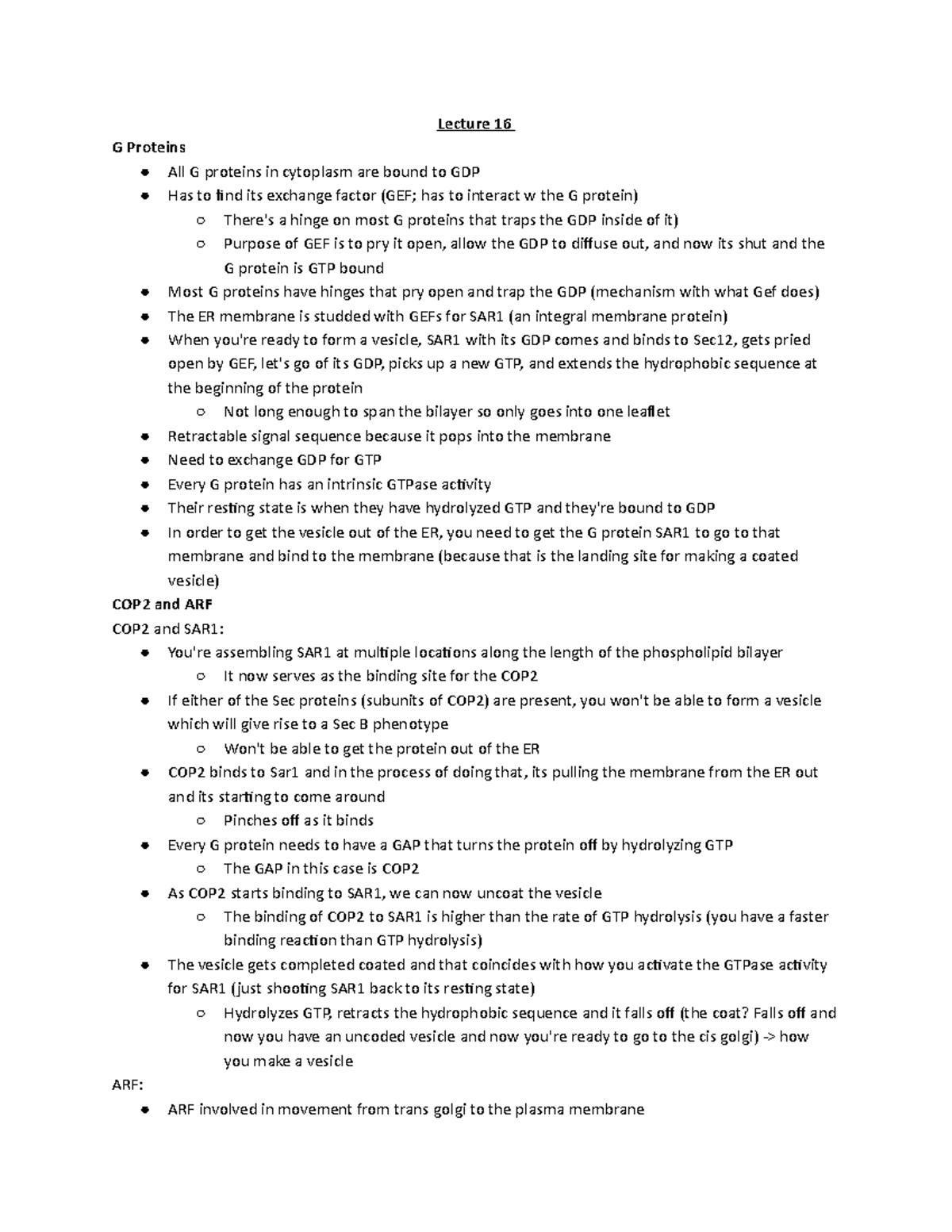 Lectures 16-20 (Cell Biology) - Lecture 16 G Proteins All G proteins in ...