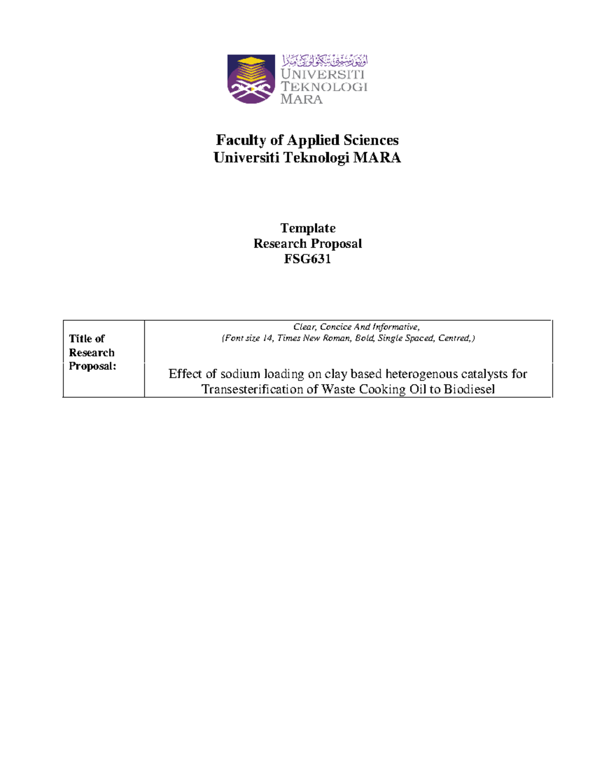 Sampel Proposal Template New 2022 - Faculty of Applied Sciences ...