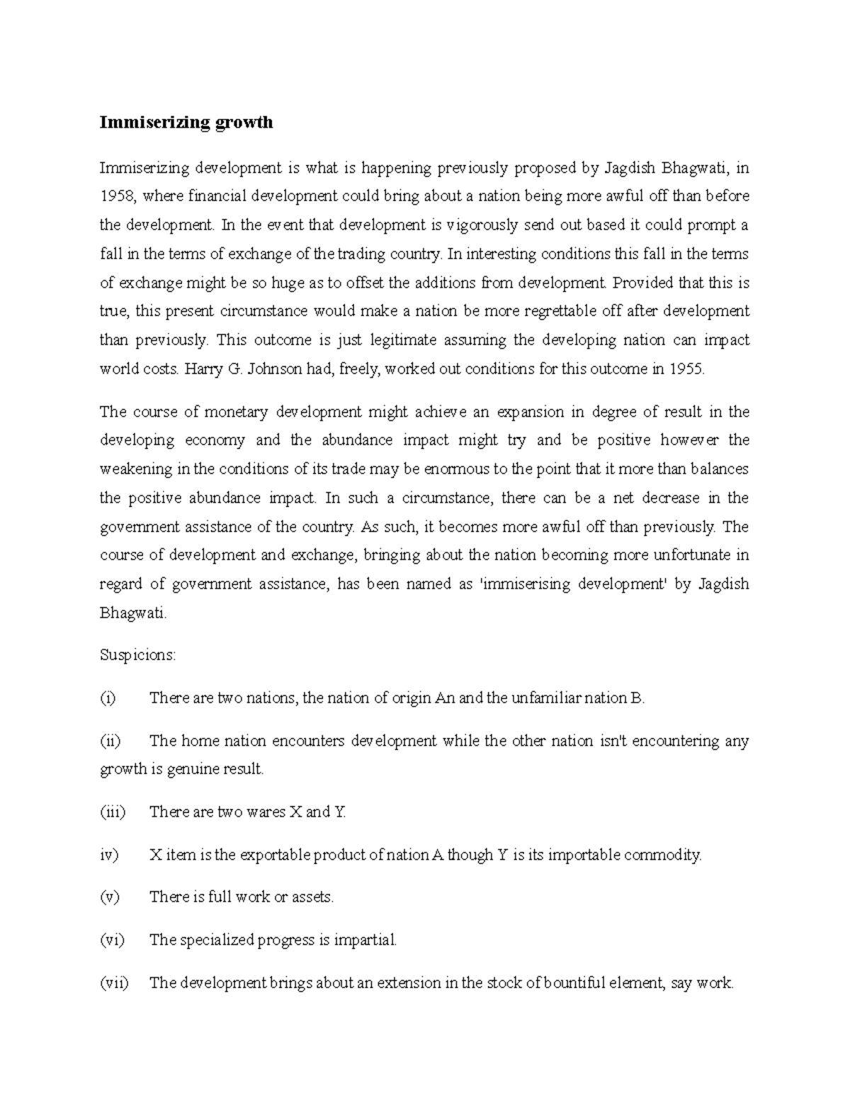 Immiserizing growth - Immiserizing growth Immiserizing development is ...