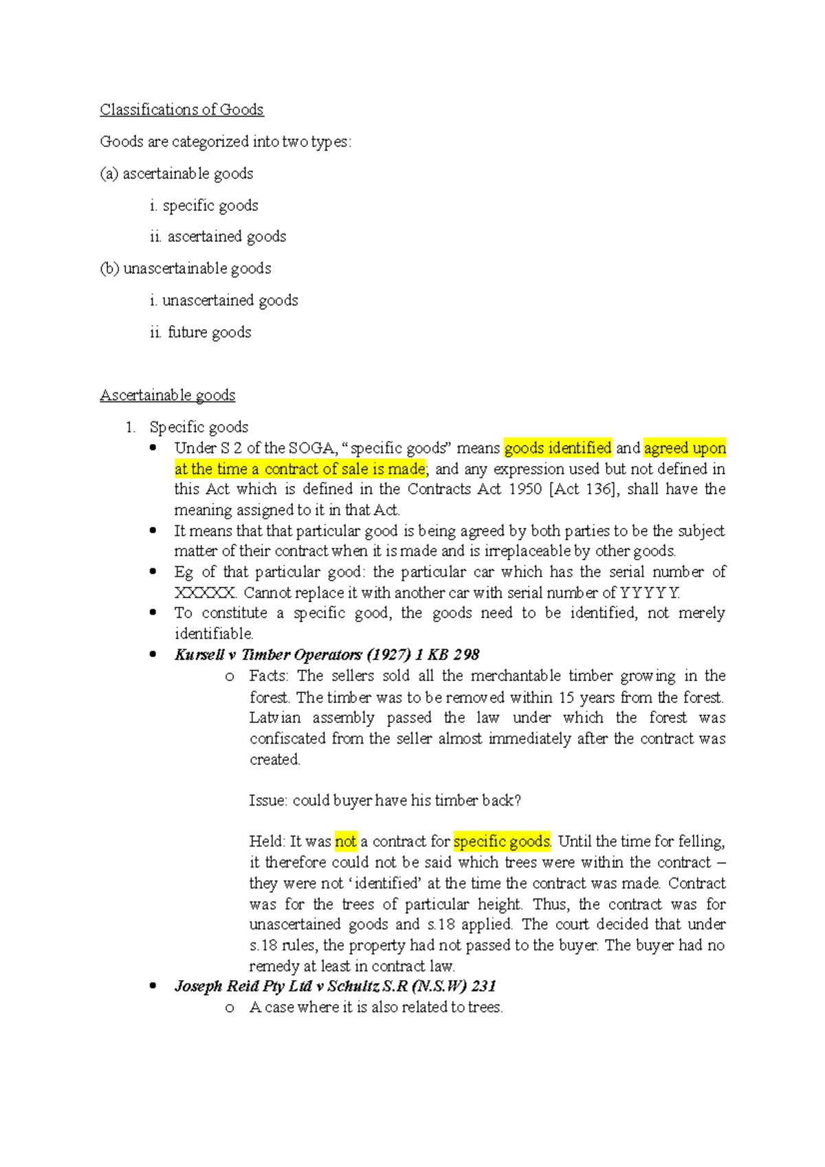 Week 3 - Classifications of Goods - Classifications of Goods Goods are ...