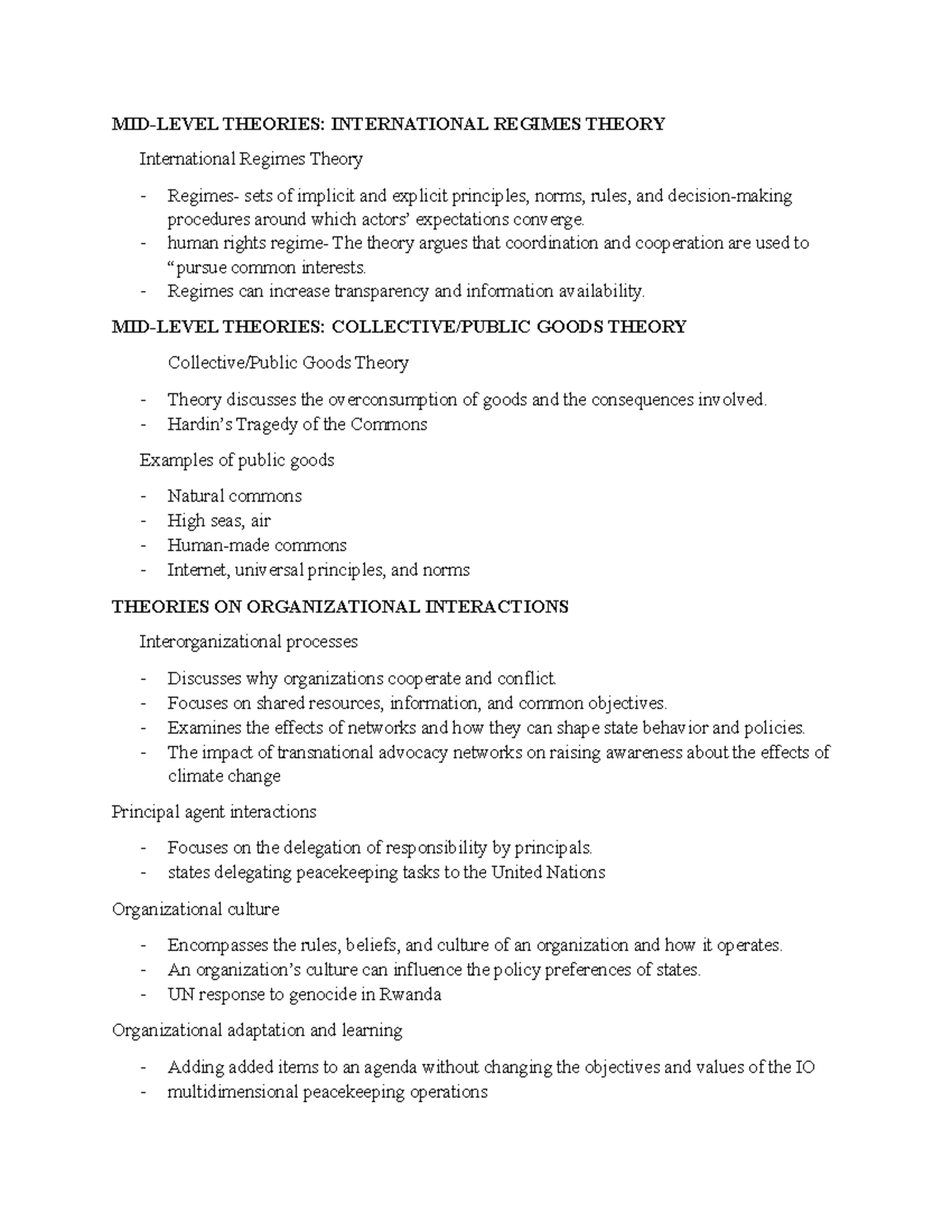 International LAW Notes 8 - MID-LEVEL THEORIES: INTERNATIONAL REGIMES ...