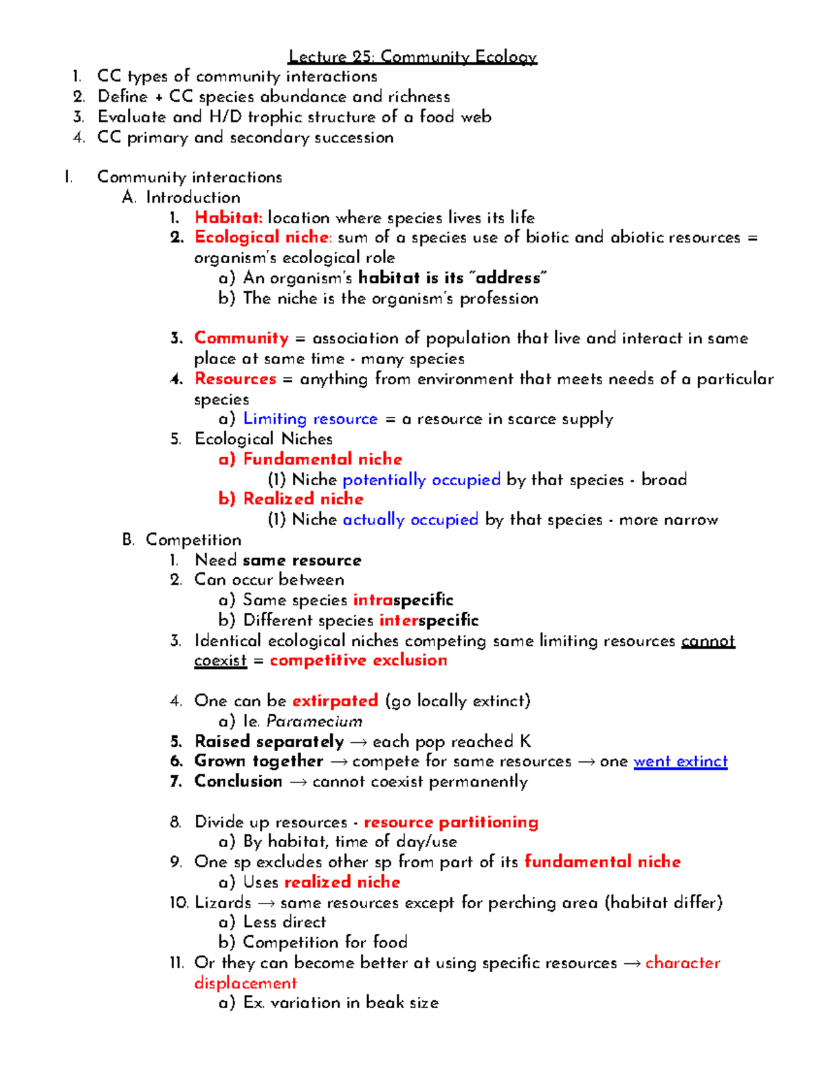 Biology Chapter 25 - Community Ecology - Lecture 25: Community Ecology ...