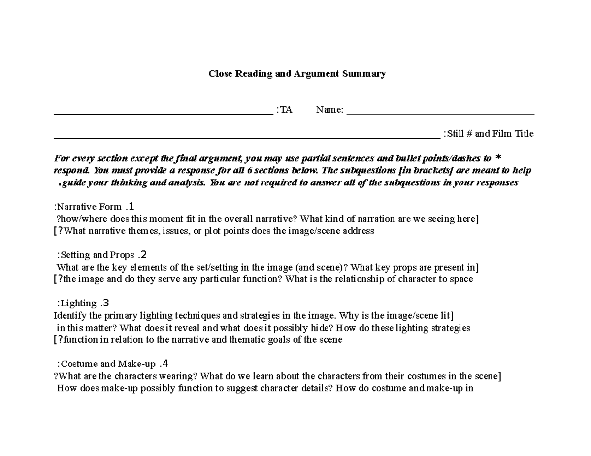 Wlodarz-Film1022 Close Reading-Template 2022 2 - Close Reading and ...