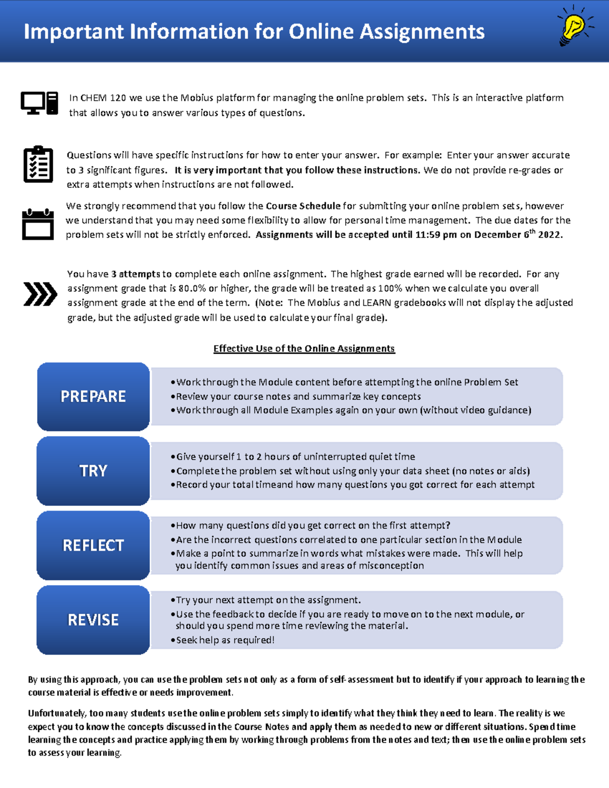 Information for Online Assignments - Fall 2022 - Important Information ...