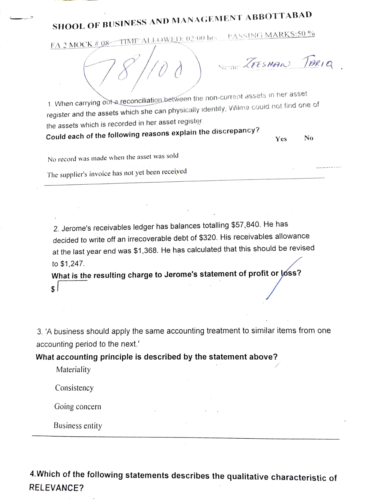 FA2 Mock 08 - FA2 past papers. - Financial Management - Studocu