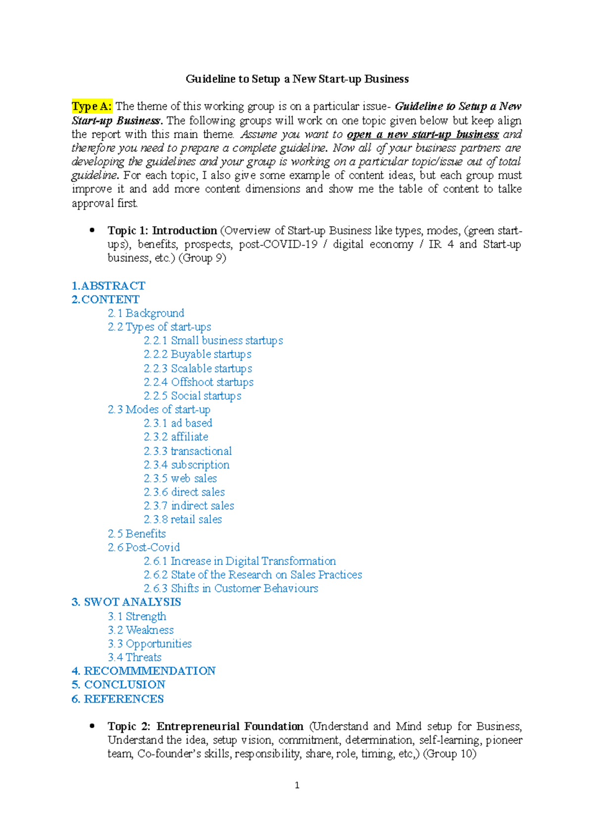 Guideline to Setup a New Start-up Business- full outline 24 Nov ...