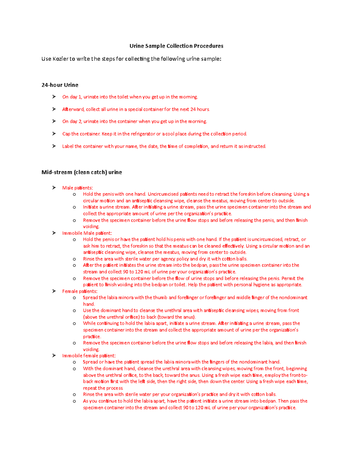 Procedures+for+Urine+Sample+Collections - Urine Sample Collection ...