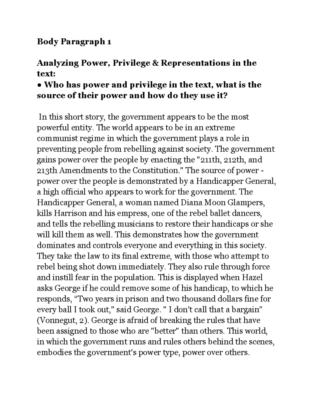 English notes - Analyzing text question from the short story Harrison ...