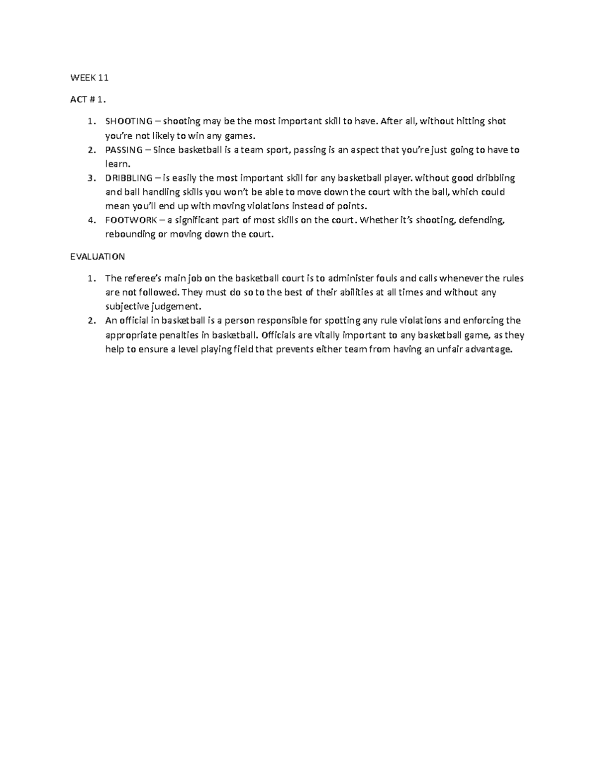 PE2(11) - this are my notes and my classmate - WEEK 11 ACT # 1 ...