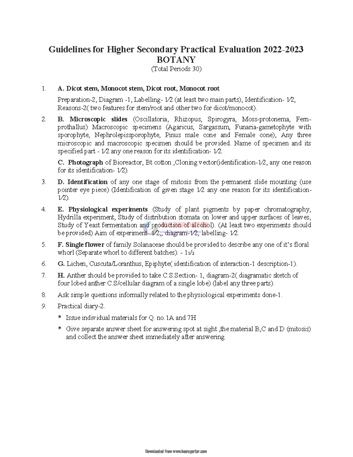 Hssrptr•Botany Practical Exam Guidelines 2022-2023 - 1 Guidelines for Higher Secondary Practical ...