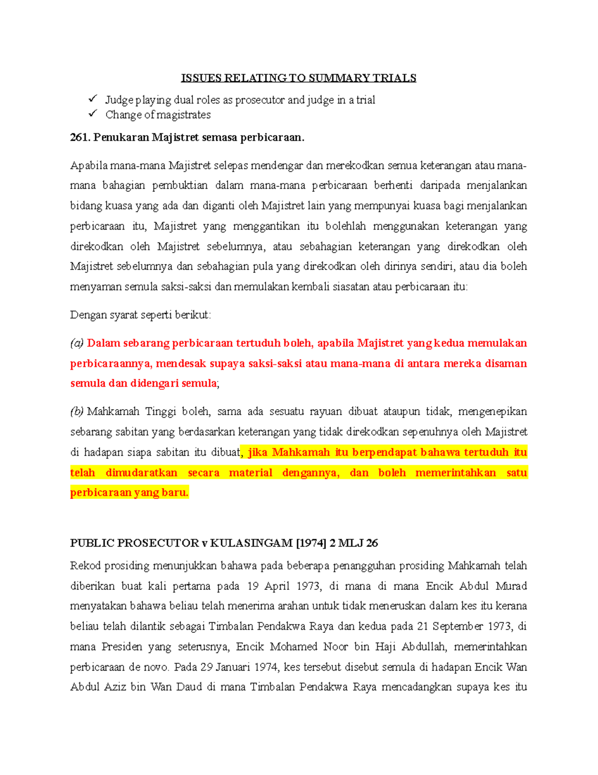 Issues Relating TO Summary Trials - ISSUES RELATING TO SUMMARY TRIALS ...