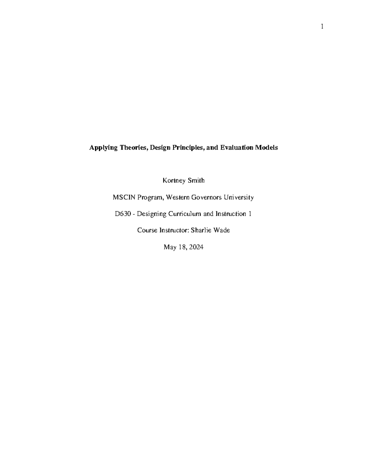 K.Smith D630 Task 2 Final - Applying Theories, Design Principles, and ...