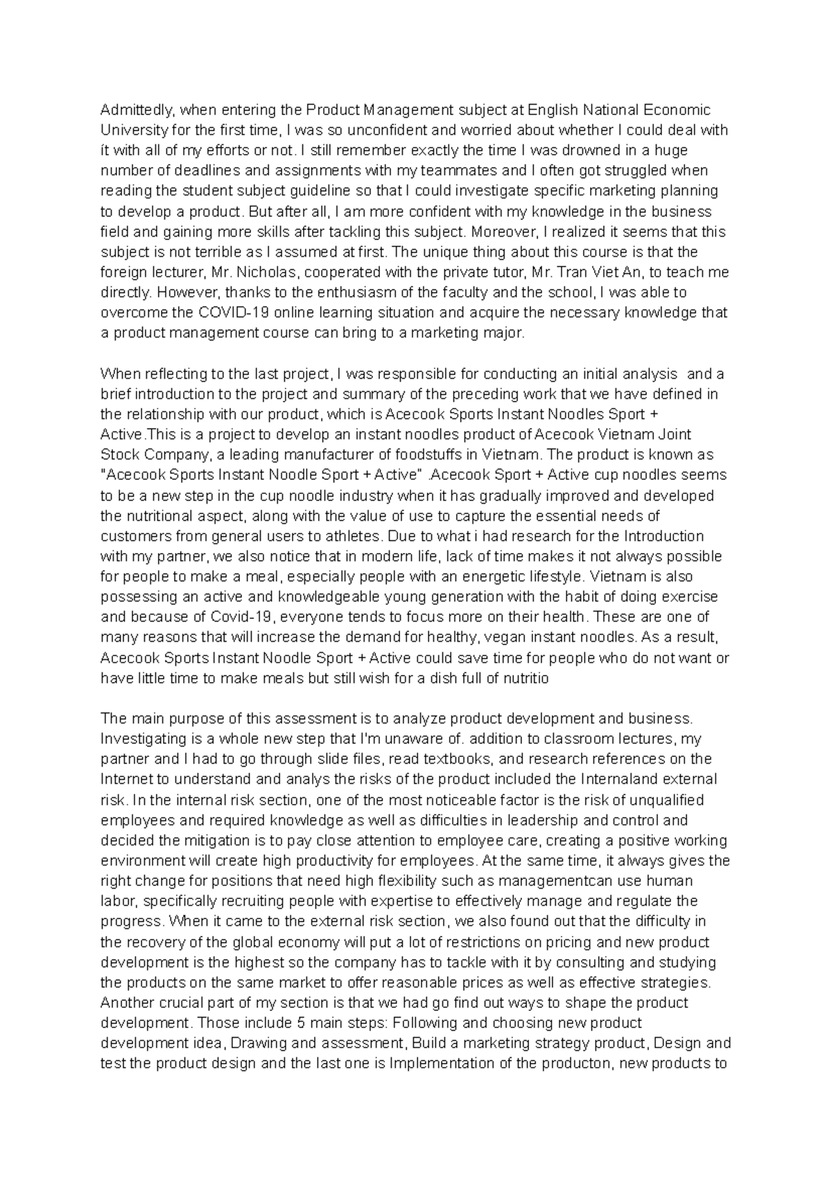 subject reflection - Admittedly, when entering the Product Management ...