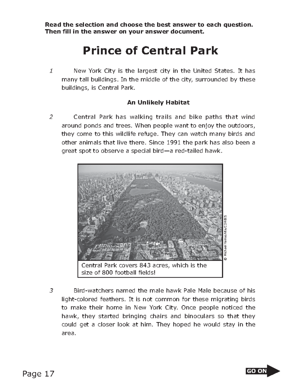 Prince of Central Park Passage - STAAR Practice - Read the selection ...
