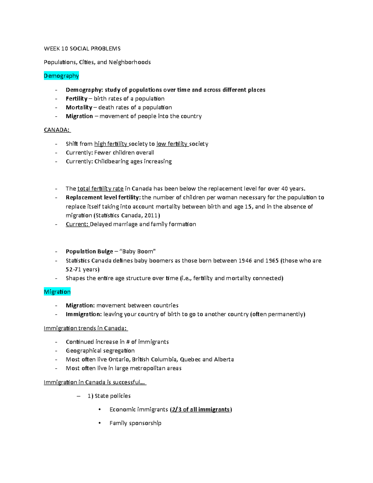 WEEK 10 Social Problems - WEEK 10 SOCIAL PROBLEMS Populations, Cities ...