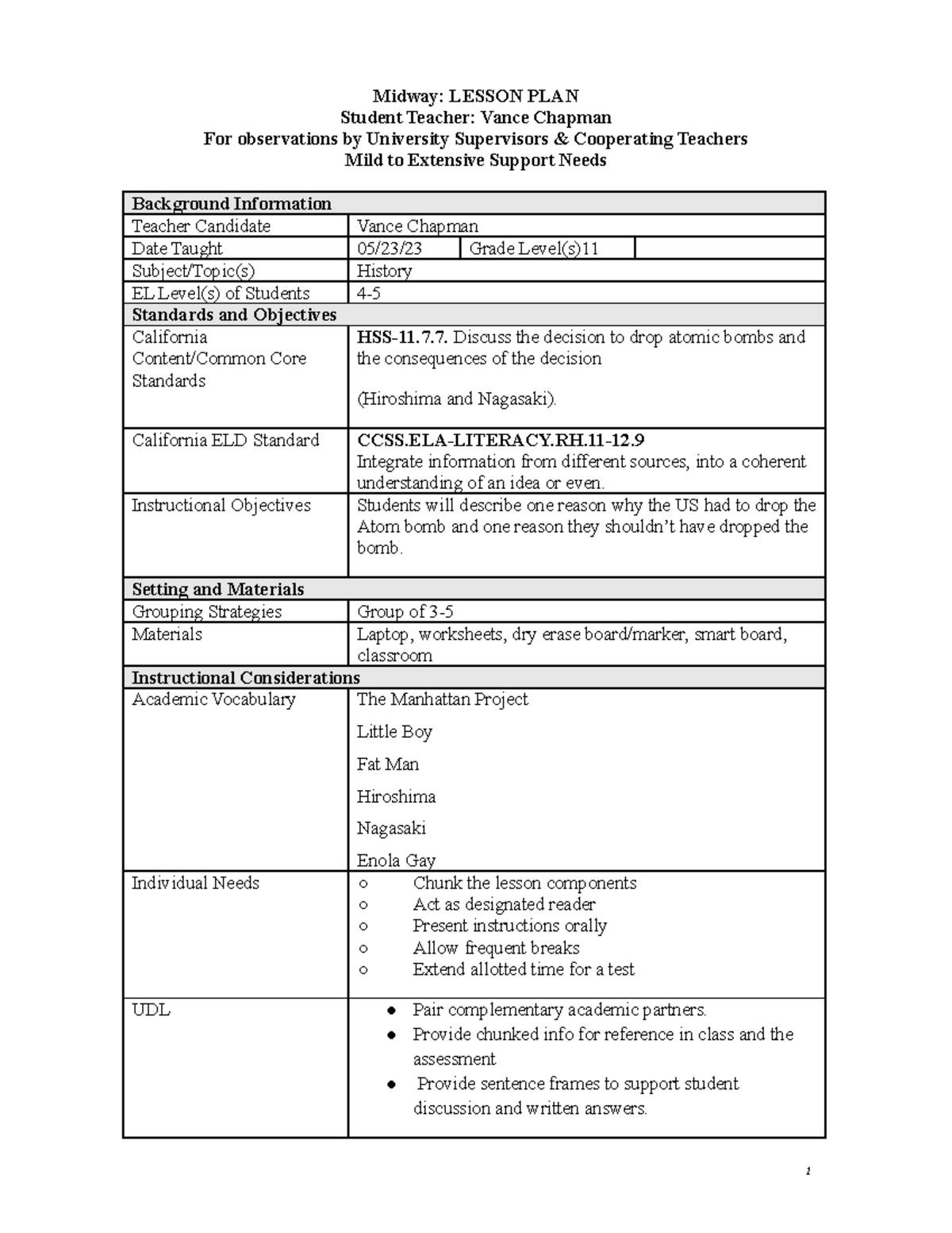 1. SPED.580.HSS.Midway.Lesson Plan( Revised) - Midway: LESSON PLAN ...