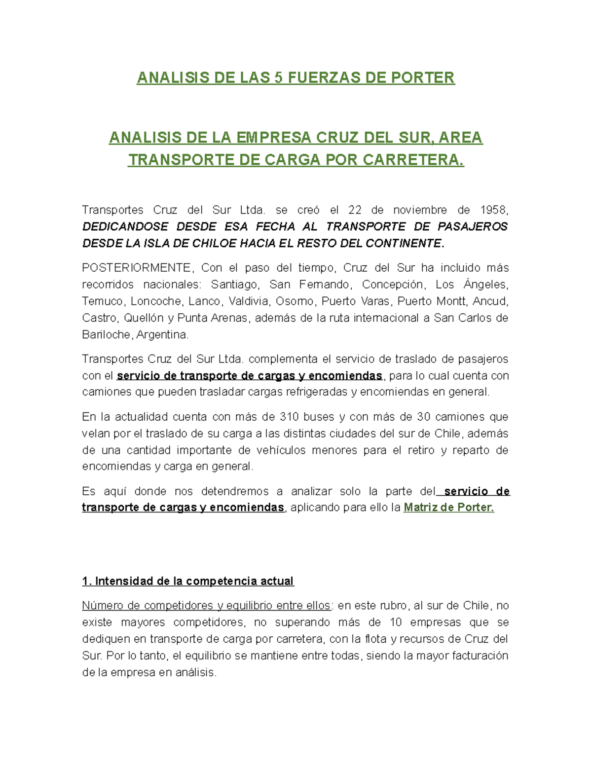 Analisis DE LA Empresa CRUZ DEL SUR compilado - ANALISIS DE LAS 5 ...